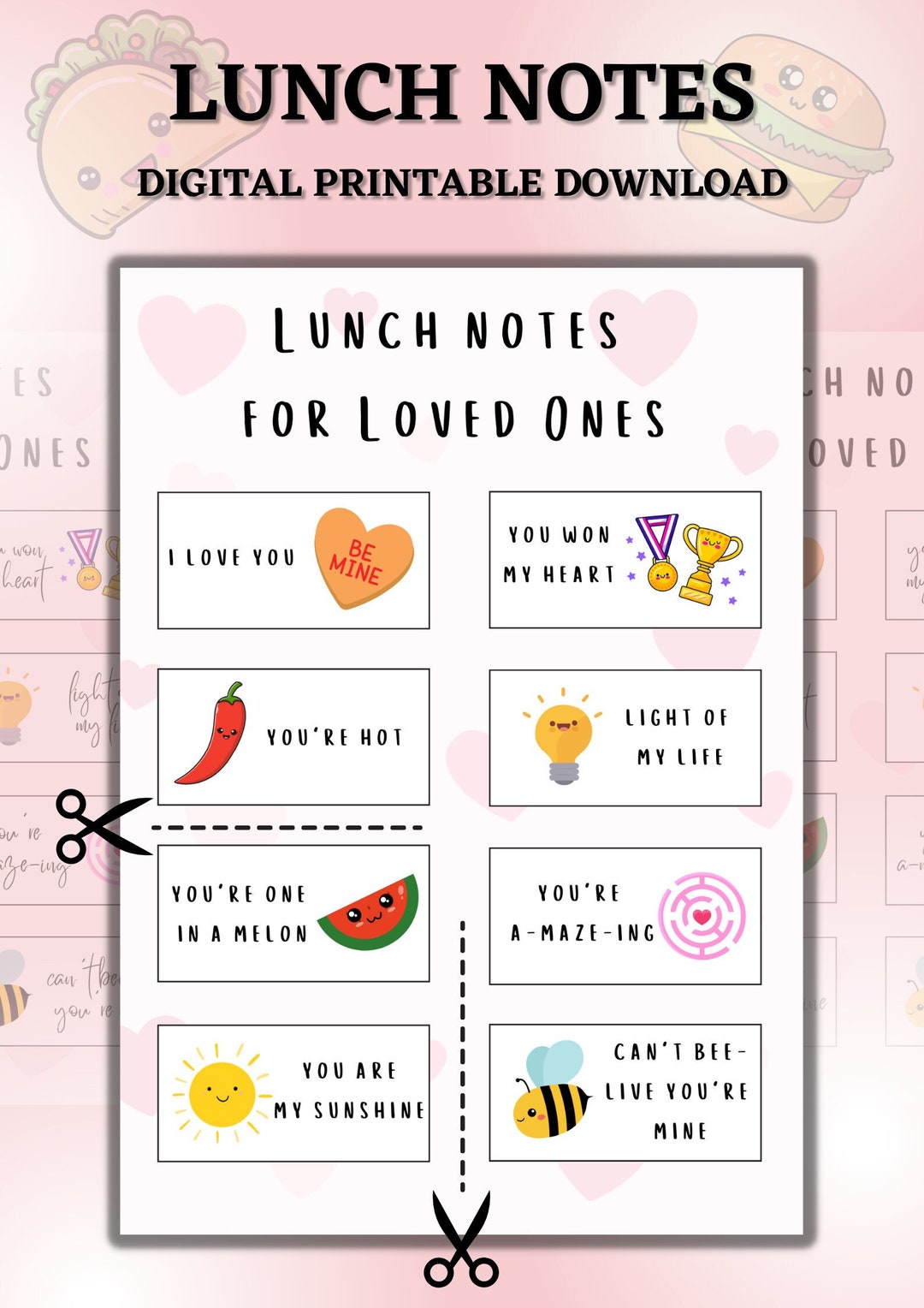 Lunch Notes for Your Loved One, Lunch Box Tokens for Your Partner ...