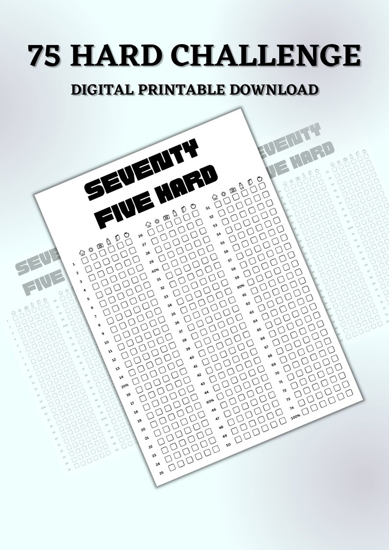 75 Hard Challenge Tracker - Etsy