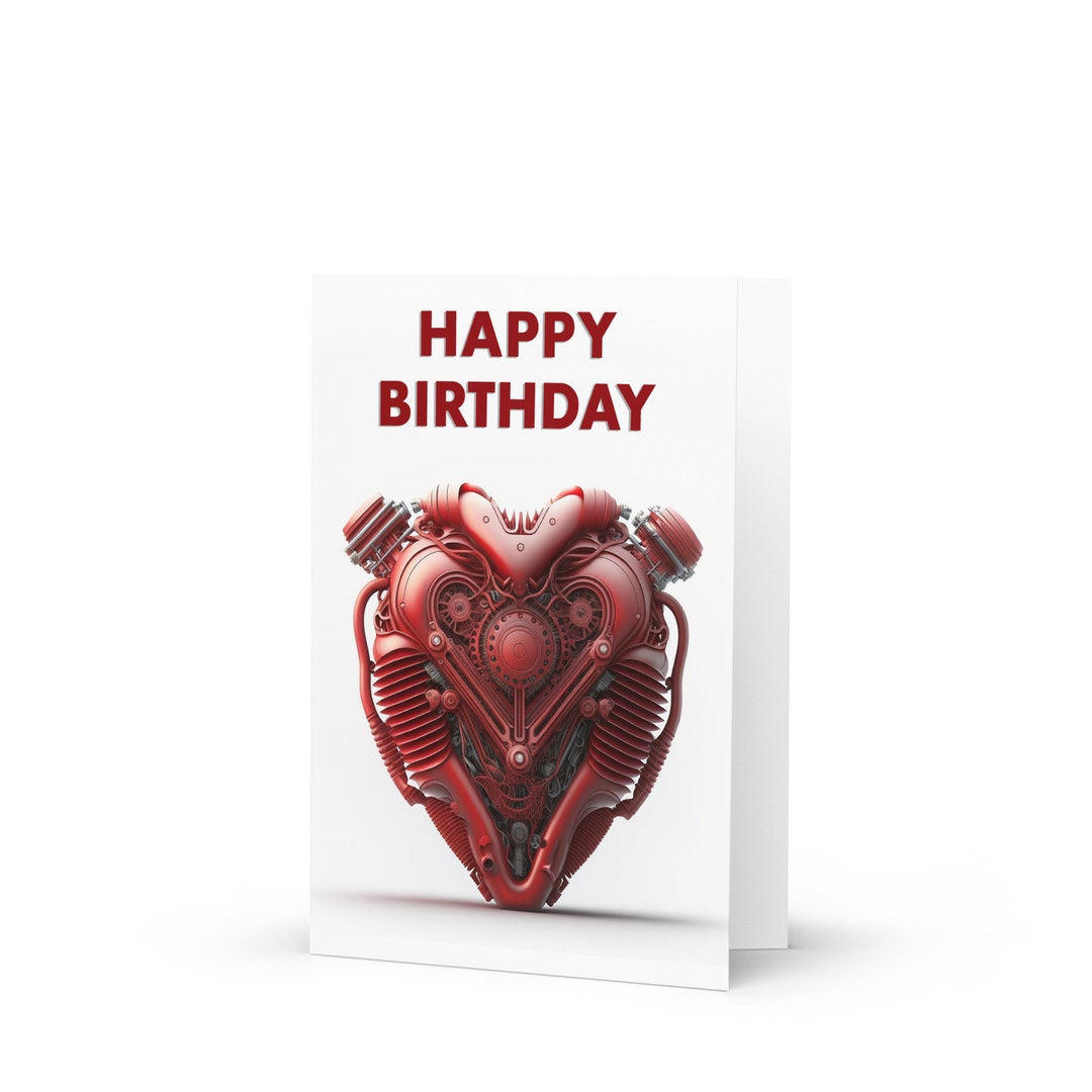 Heart 2 Happy Birthday Greeting Card Birthday Card for Motorbiker ...