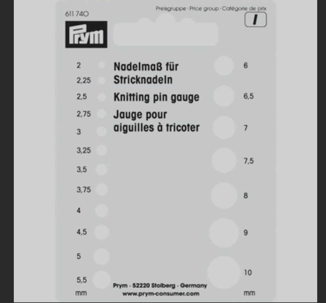 Prym INOX Needle Gauge for Knitting Needles, Sock Needles, Circular ...
