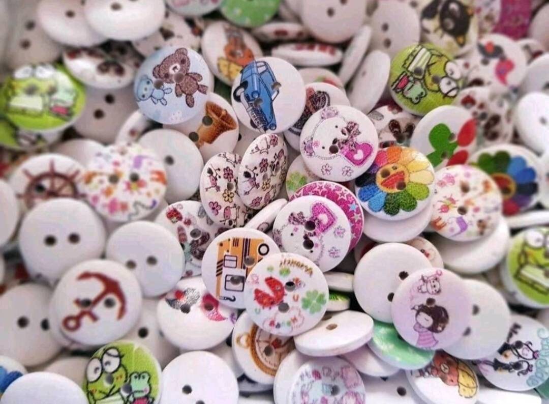 From 50 Colorful 15 Mm Mix Children's Buttons Wooden Buttons Buttons ...