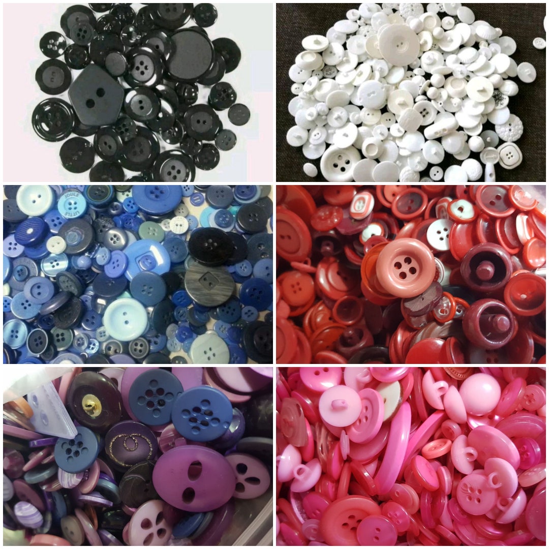 15 Colors Buttons Choose 50 Mix Plastic Buttons Bundle Yellow Pink Red ...