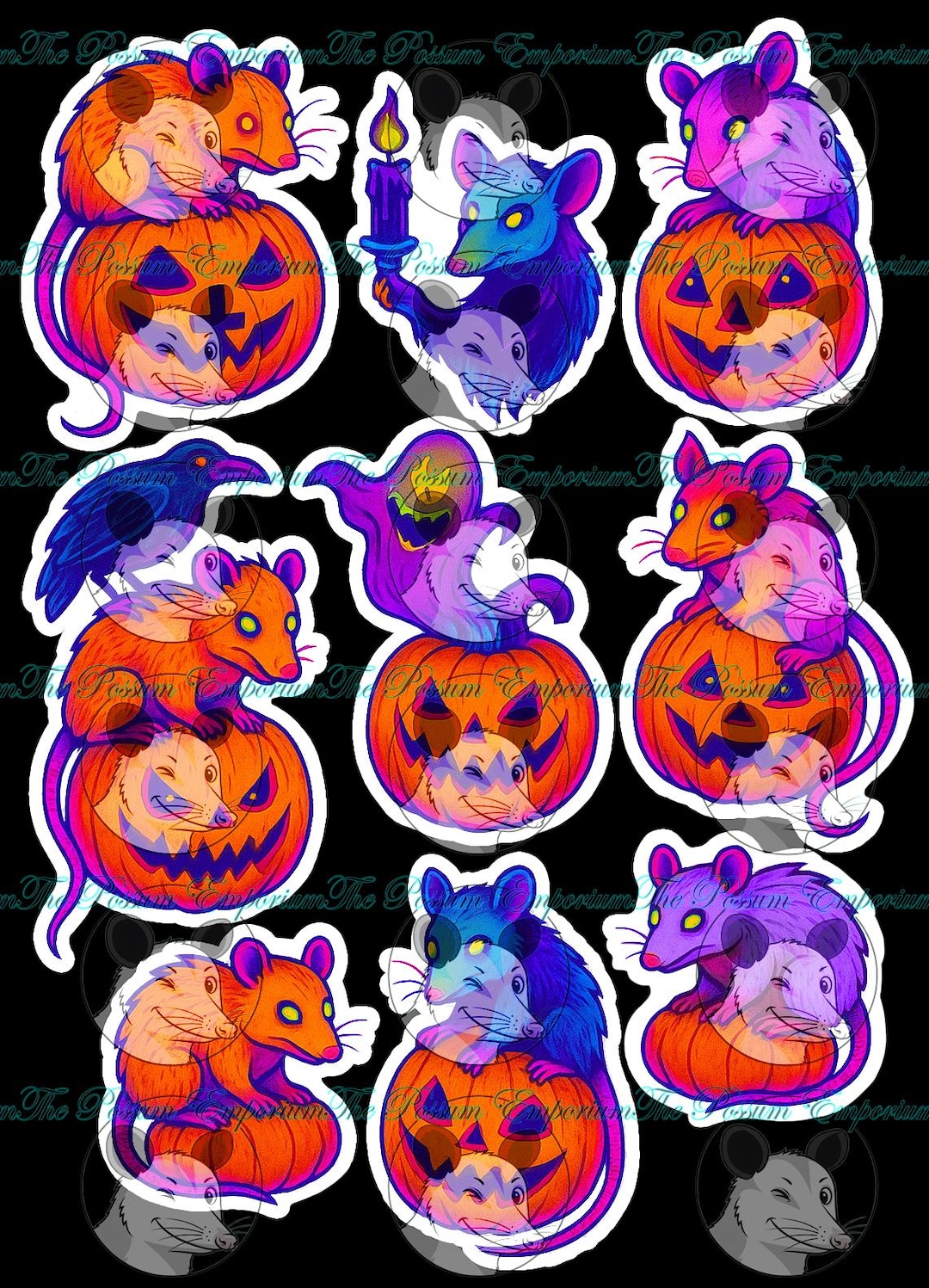 Halloween Rat Raven and Ghost Sticker Set - Etsy