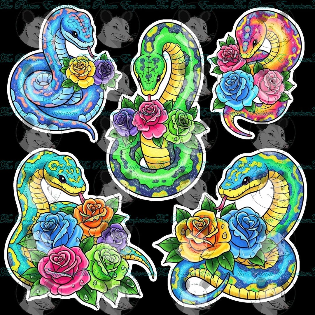 Snakes and Roses Stickers - Etsy
