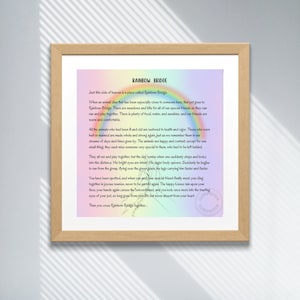 Rainbow Bridge Poem Digital Print - Pet Loss Memorial Print - Sympathy ...