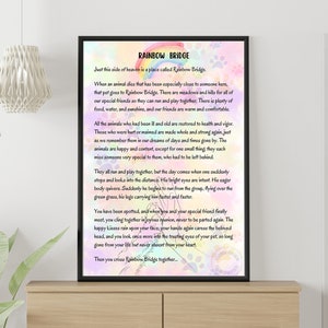 Rainbow Bridge Poem Digital Print - Pet Loss Memorial Print - Sympathy ...