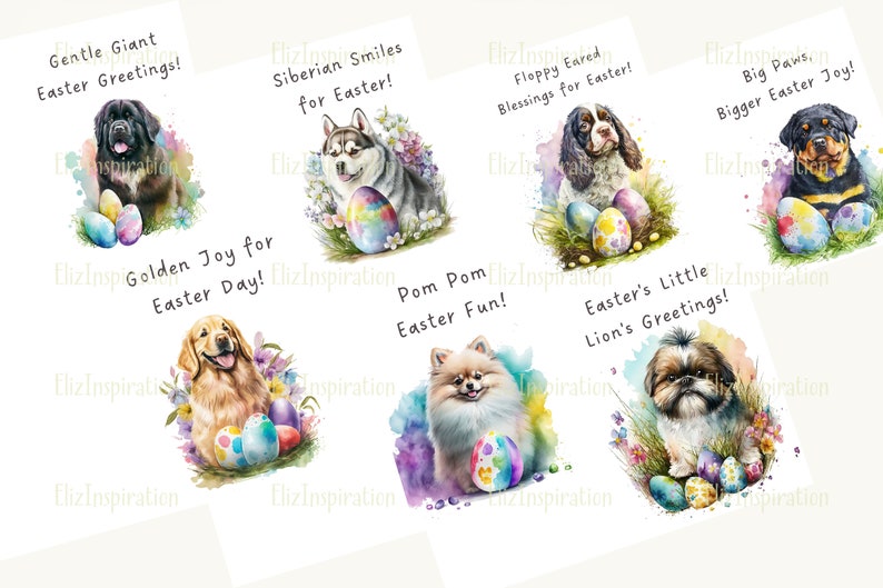 Instant Download - Easter Cards - Adorable Puppy Greetings - Print at ...