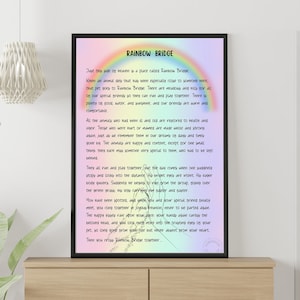 Rainbow Bridge Poem Digital Print - Pet Loss Memorial Print - Sympathy ...