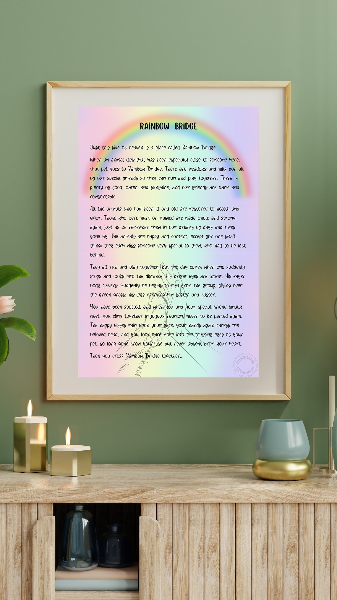 Rainbow Bridge Poem Digital Print - Pet Loss Memorial Print - Sympathy ...