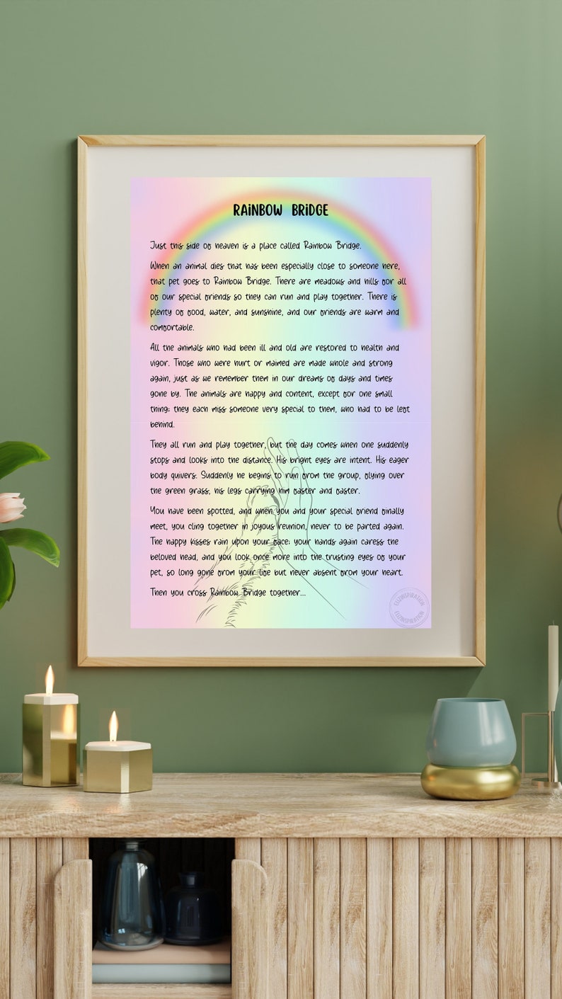 Rainbow Bridge Poem Digital Print - Pet Loss Memorial Print - Sympathy ...