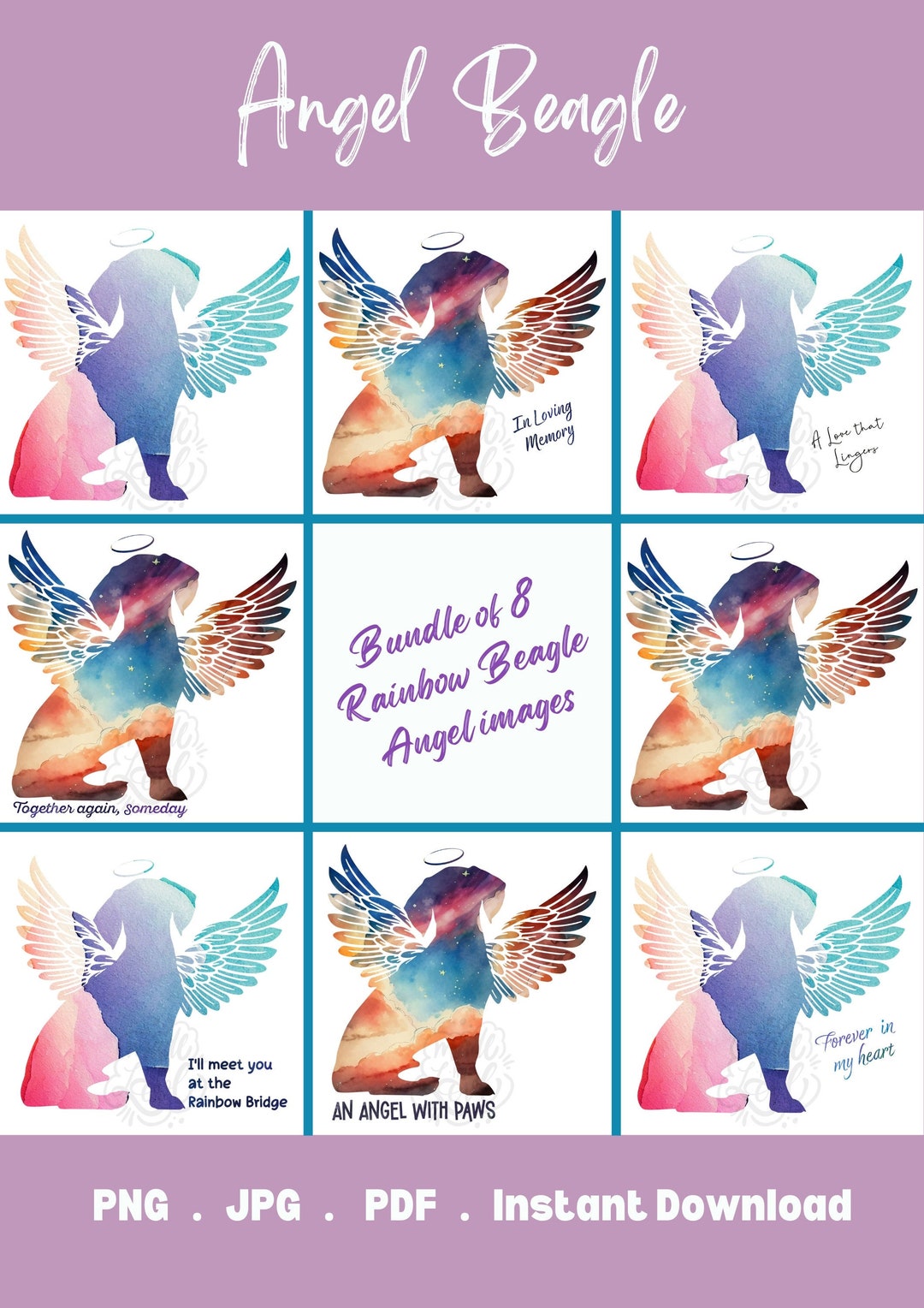 Beagle Angel Wings Rainbow Bridge Remembrance Art Pet Loss - Etsy