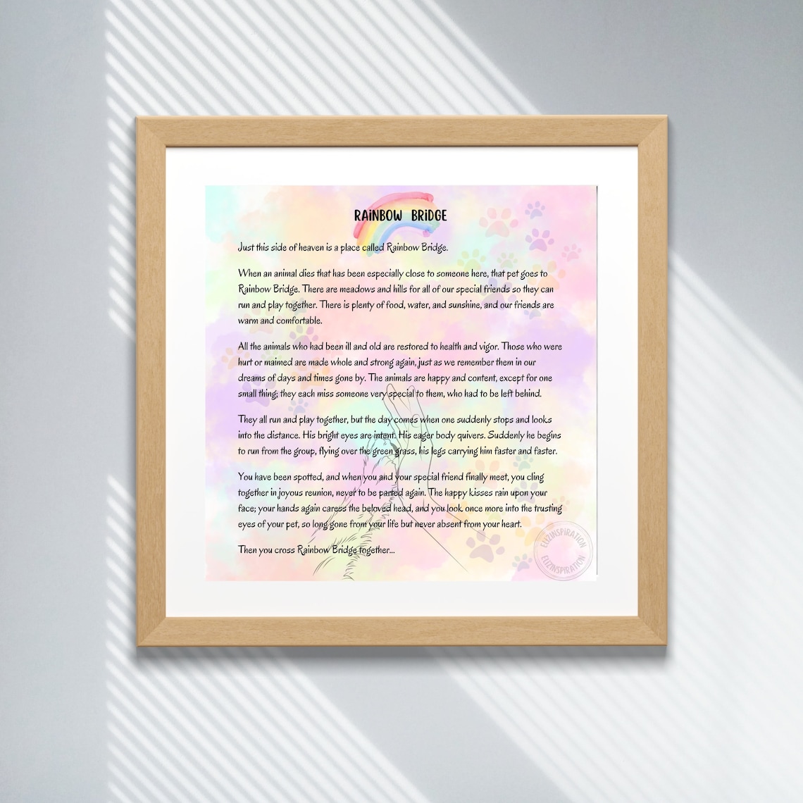Rainbow Bridge Poem Digital Print - Pet Loss Memorial Print - Sympathy ...