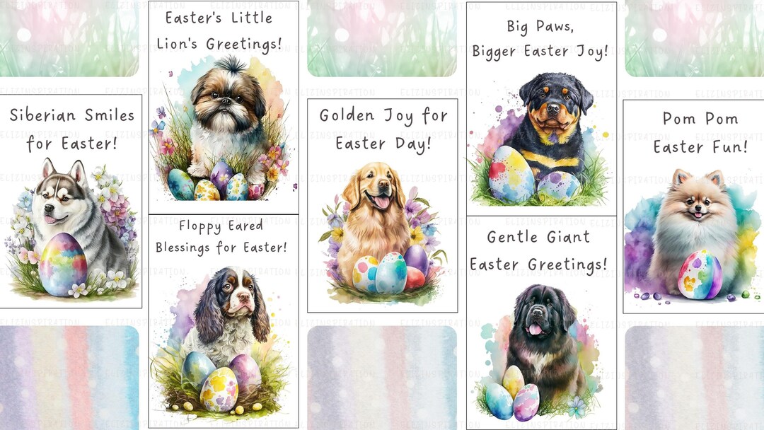 Instant Download - Easter Cards - Adorable Puppy Greetings - Print at ...