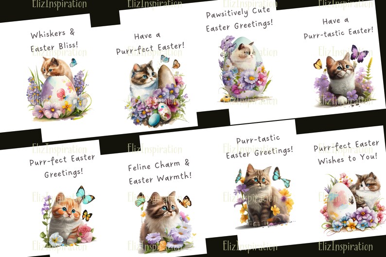Printable Easter Greeting Cards - Adorable Kitten Greetings - Instant ...