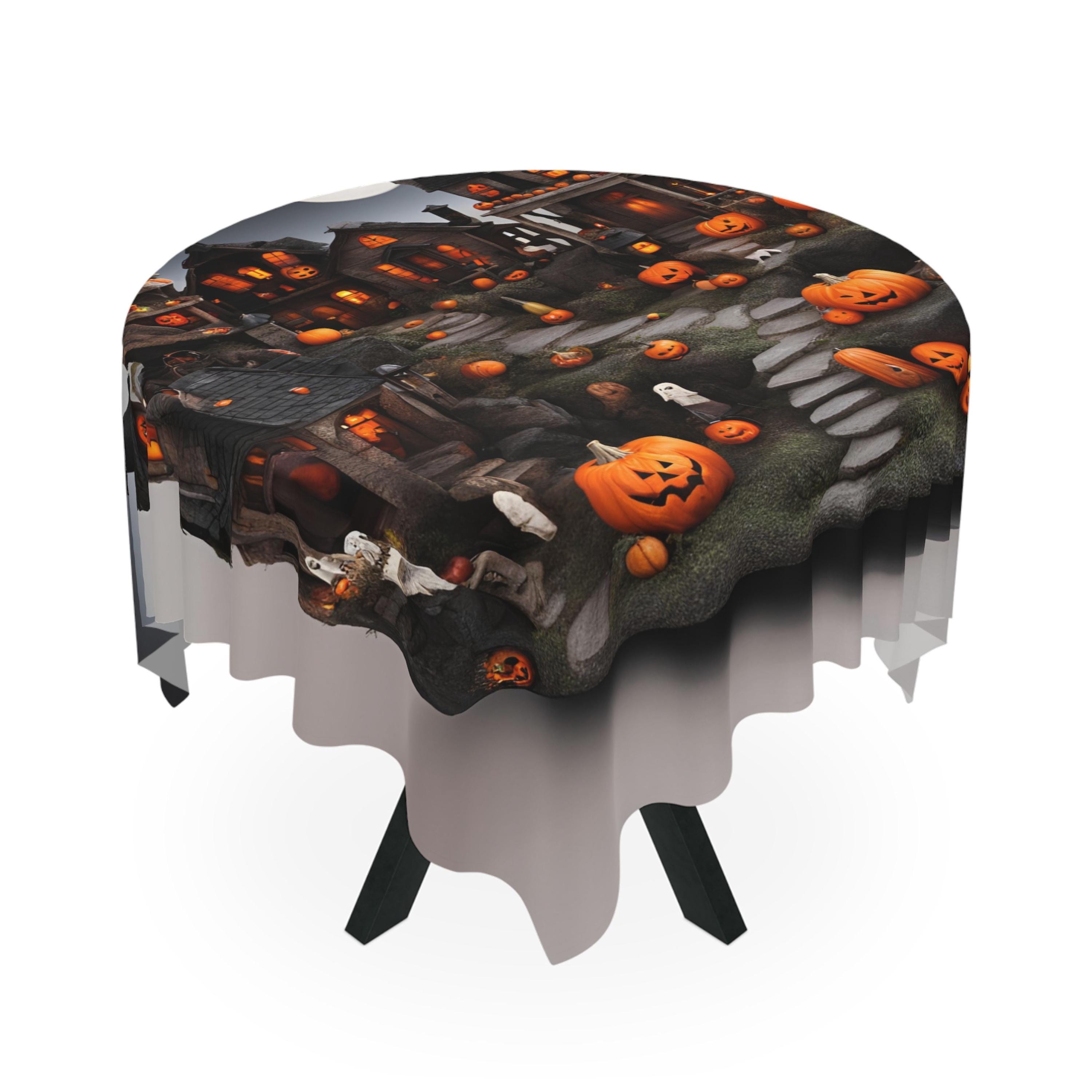 Halloween Village Tablecloth Scary Table Cover Halloween Dining Decor ...