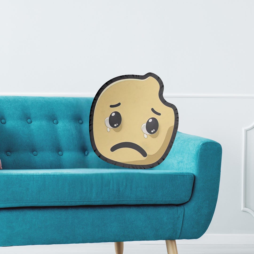 Sad Face Throw Pillow | Kawaii Crying Cushion, Y2K Room Decor - Etsy