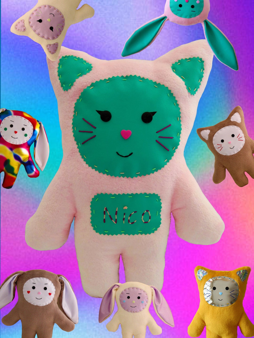 Custom Embroidery, Hand Stitched Name, Personalized Stuffed Animal ...