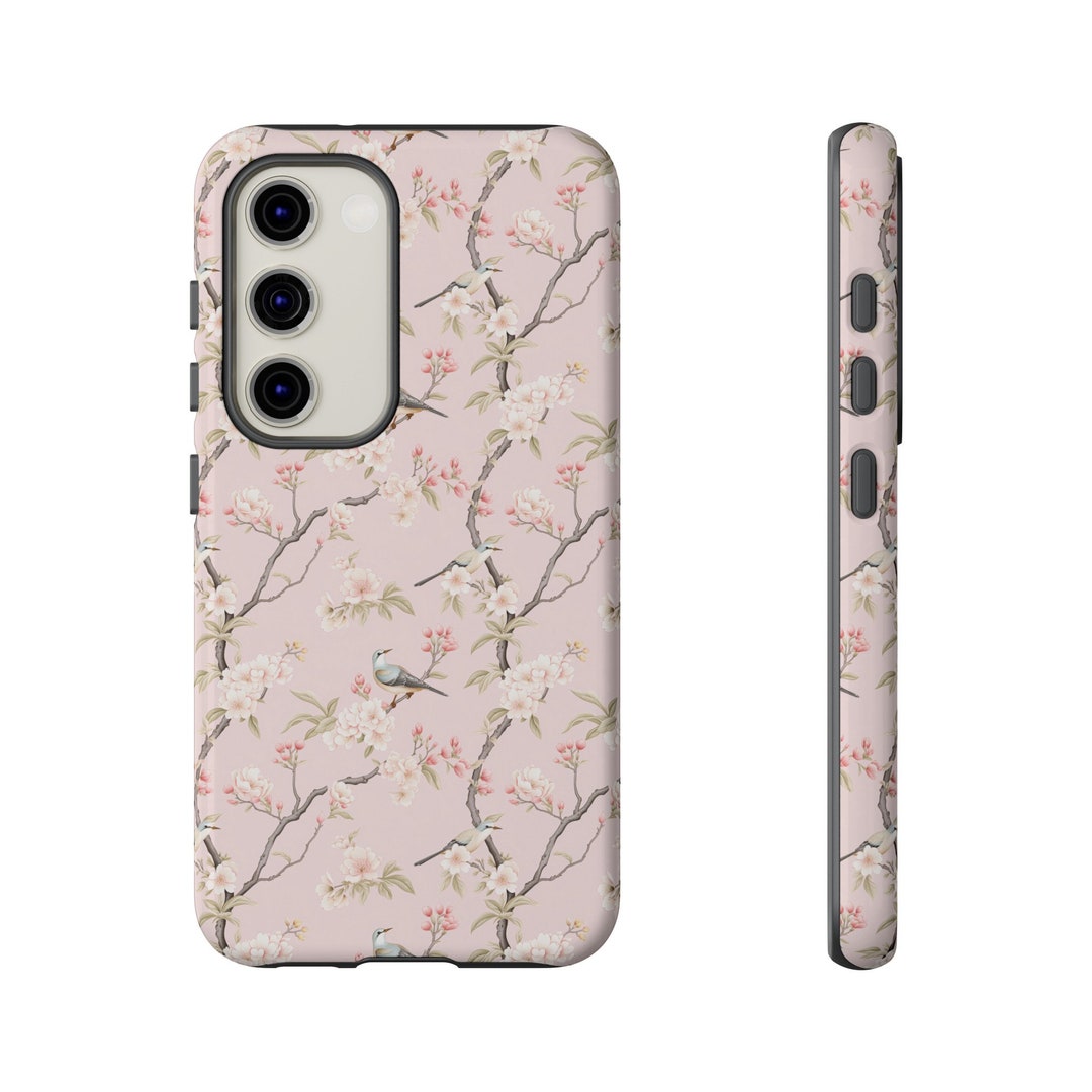 Pink Chinoiserie Cherry Blossom Phone Case Spring Floral Tough Phone ...