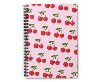 Spiral Notebook Ruled Line,cherry Theme Lined Journal,student Notebook ...