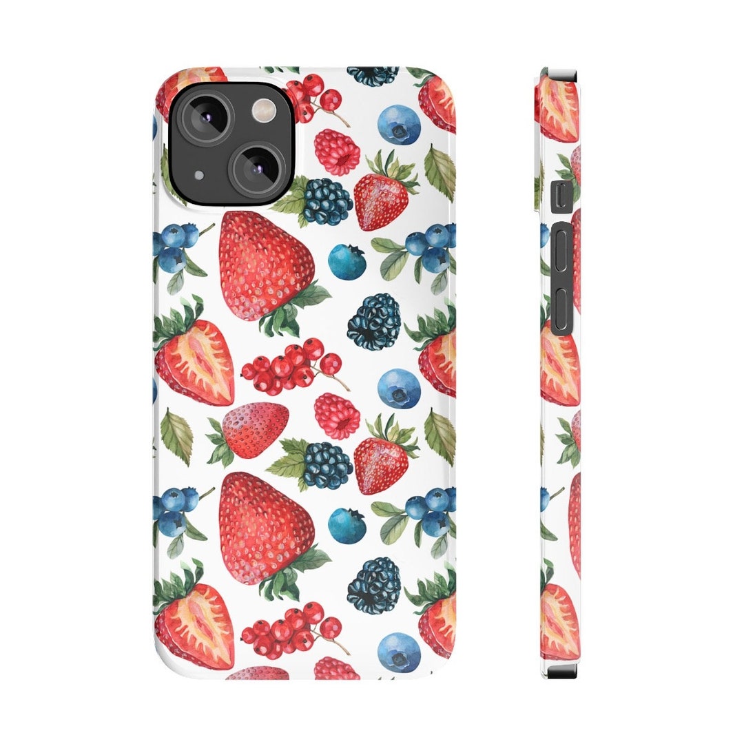 Berries Phone Case Aesthetic Cute Strawberry Slim Phone Case for iPhone ...
