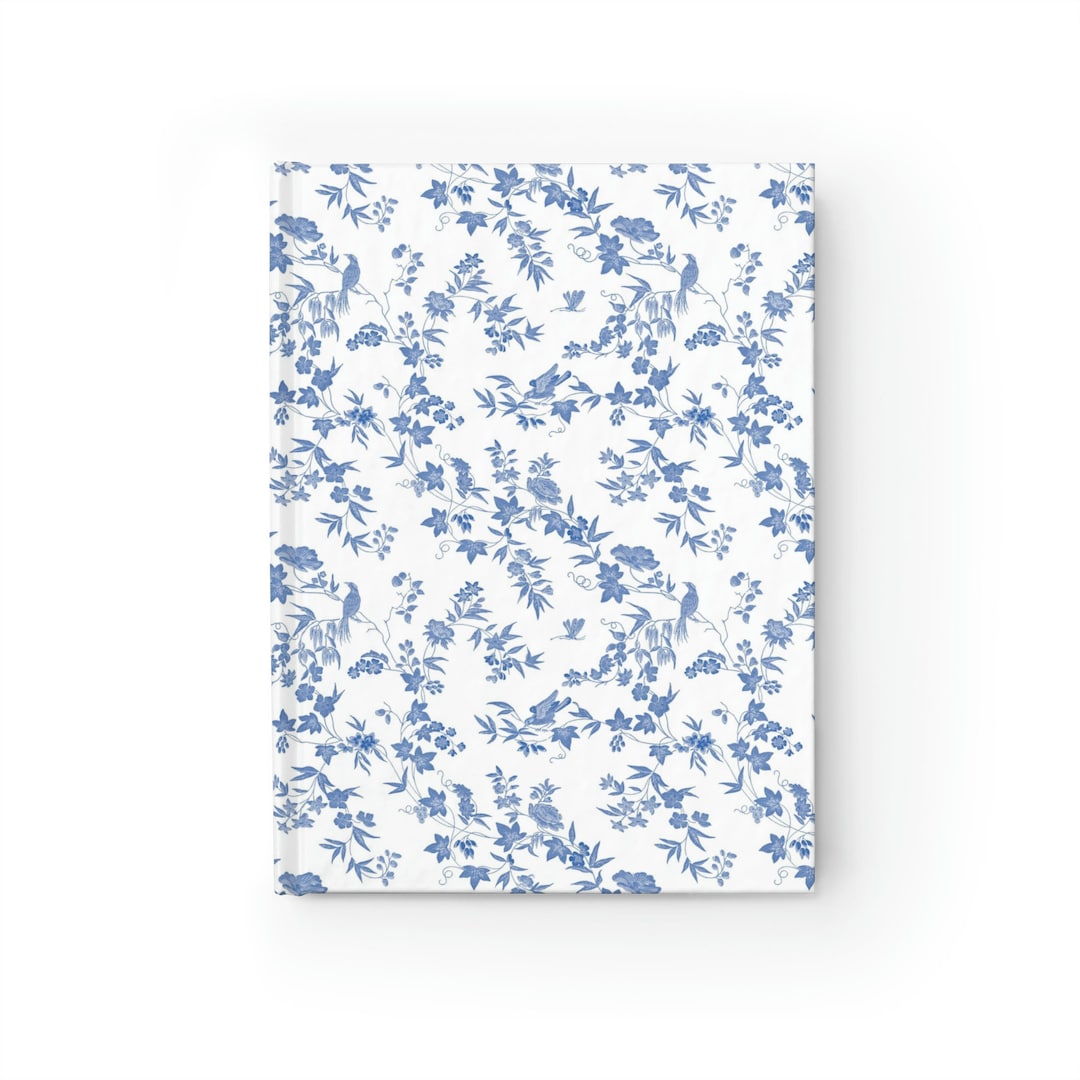 Vintage Blue White Floral Journal Flower Notebook - Ruled Line - Etsy