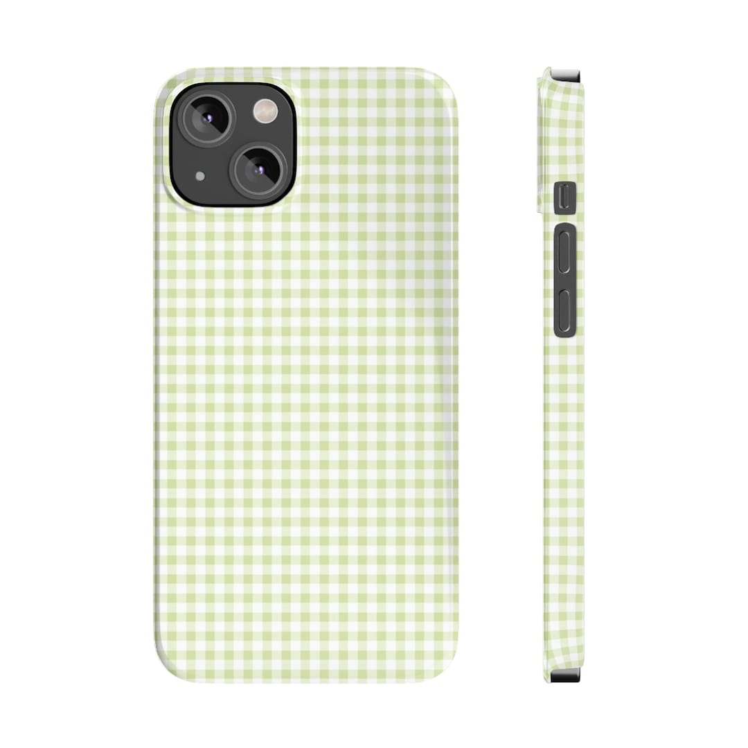 Pastel Lime Green Gingham Phone Case Summer Slim Phone Case for iPhone ...