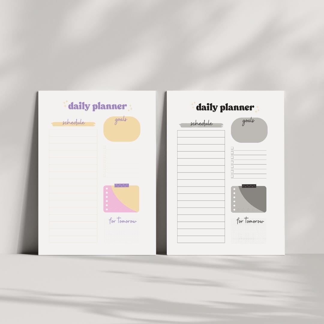 Printable Daily Planner – 7 Color Variations | PDF + JPG Bundle ...