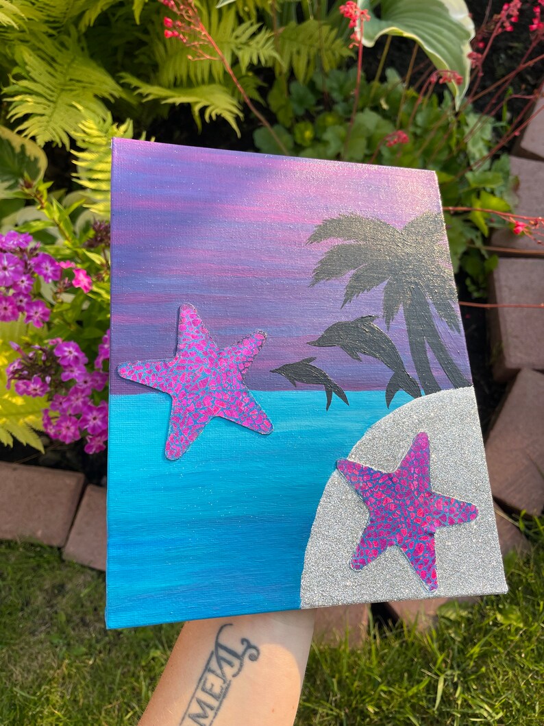 Barbie Skies Sunset Background Painting With Starfish Pasties - Etsy