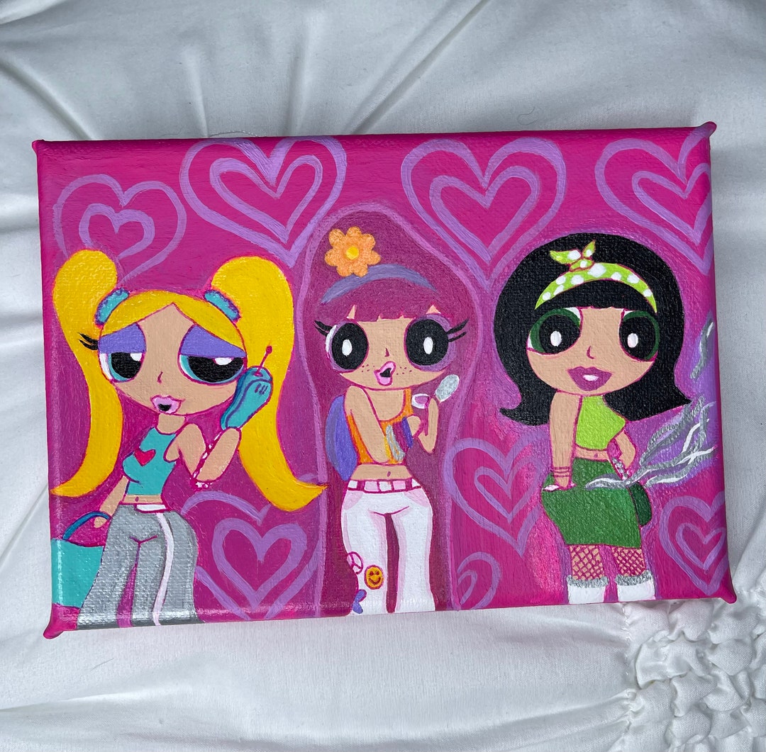 Powerpuff Girls Colourful Painting Y2k Style 5x7 Canvas - Etsy