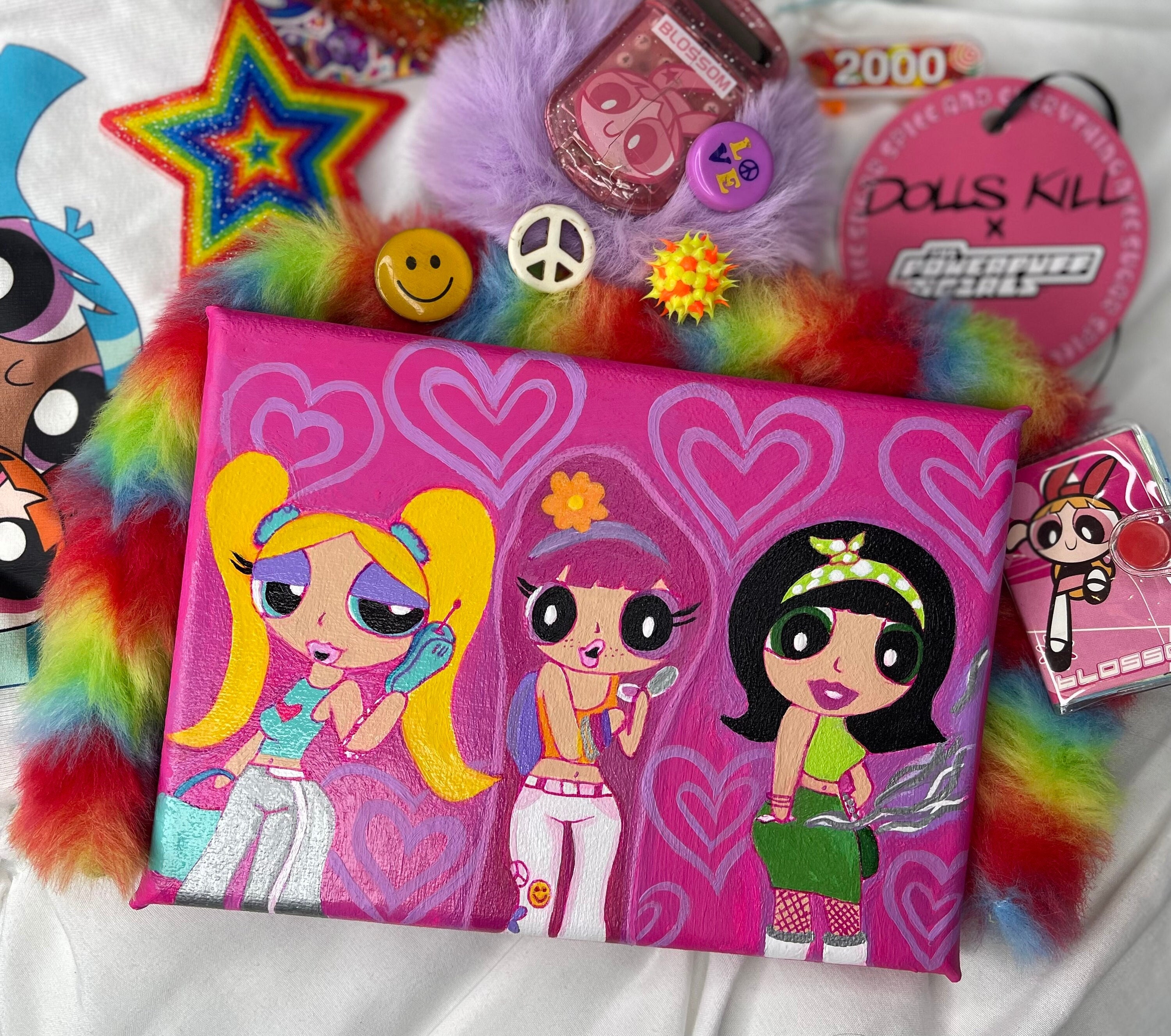 Powerpuff Girls Colourful Painting Y2k Style 5x7 Canvas - Etsy