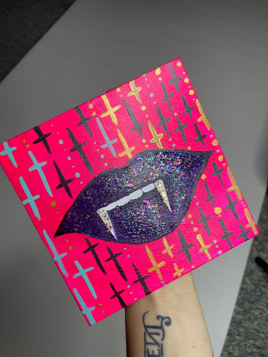 Pastel Goth Vampire Lips Blacklight Mini Neon Acrylic and - Etsy