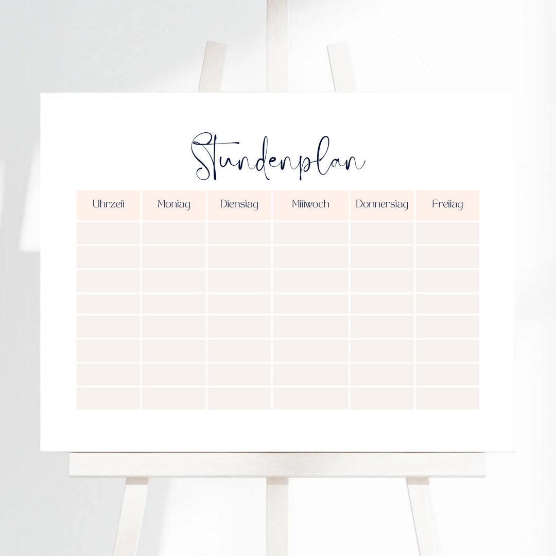 Timetable Blank Template to Print Out Yourself - Etsy