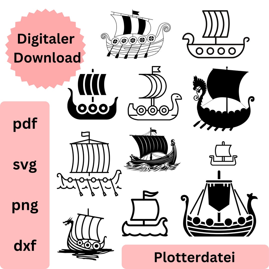 Plotter File Viking Ships Digital Download - Etsy