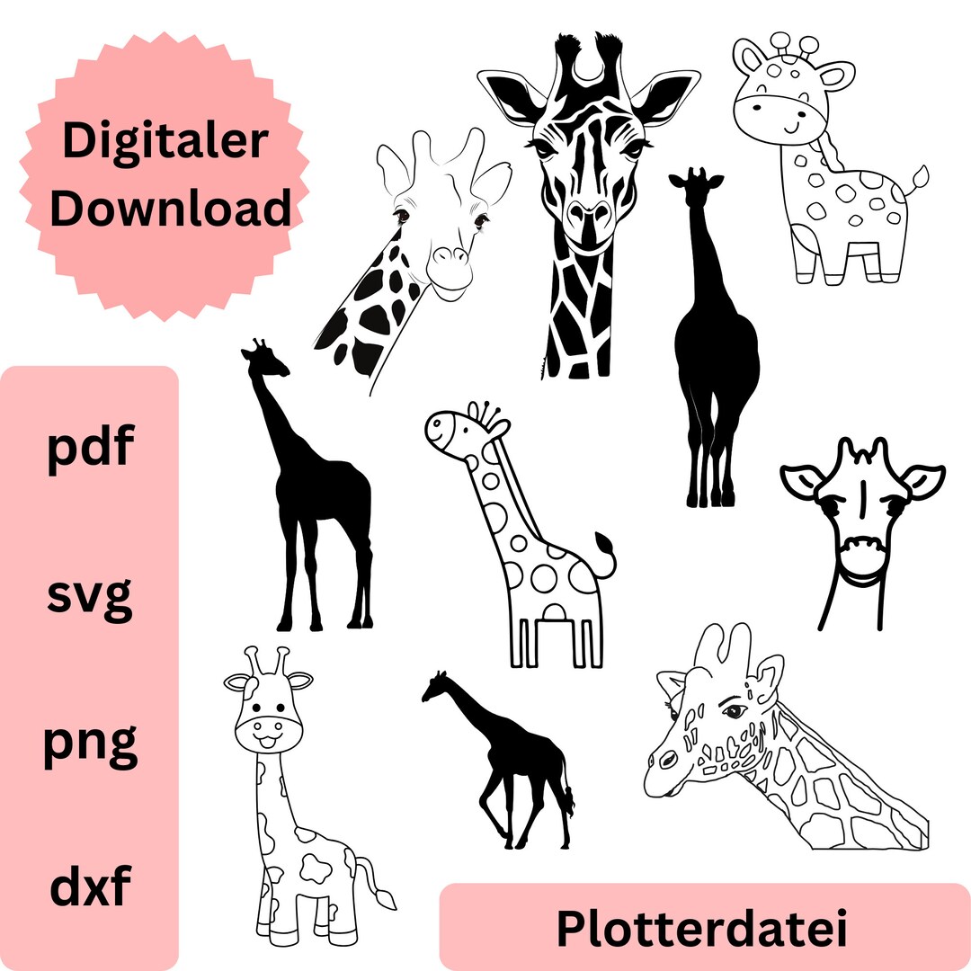 Plotter File Giraffe Digital Download - Etsy