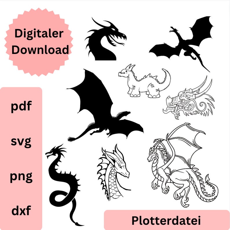 Plotterdatei Drachen Digitaler Download - Etsy