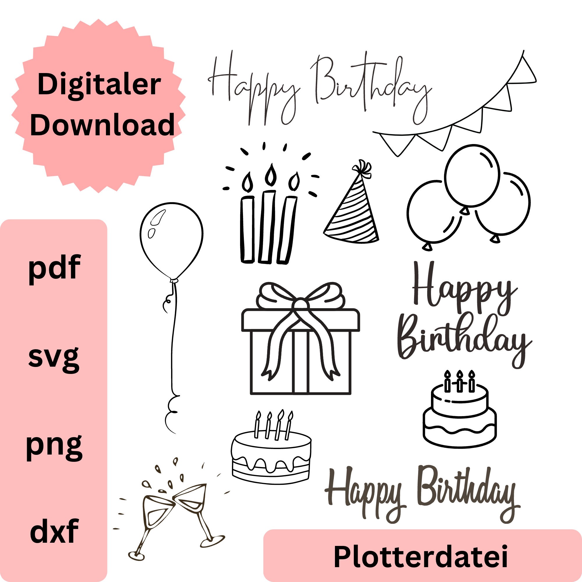Plotter File Birthday Digital Download - Etsy