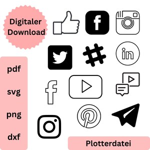 Plotter File Social Media Digital Download - Etsy