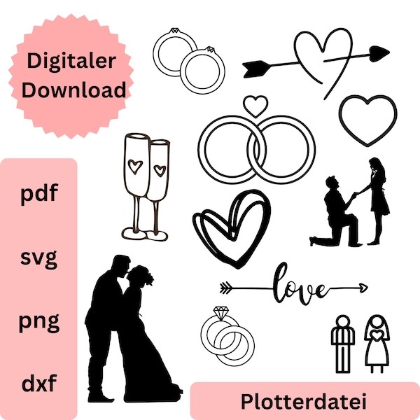Plotterdatei hochzeit - Etsy.de