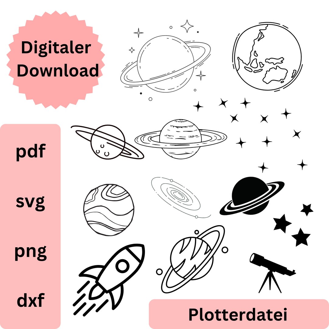 Plotter File Space & Planets Digital Download - Etsy