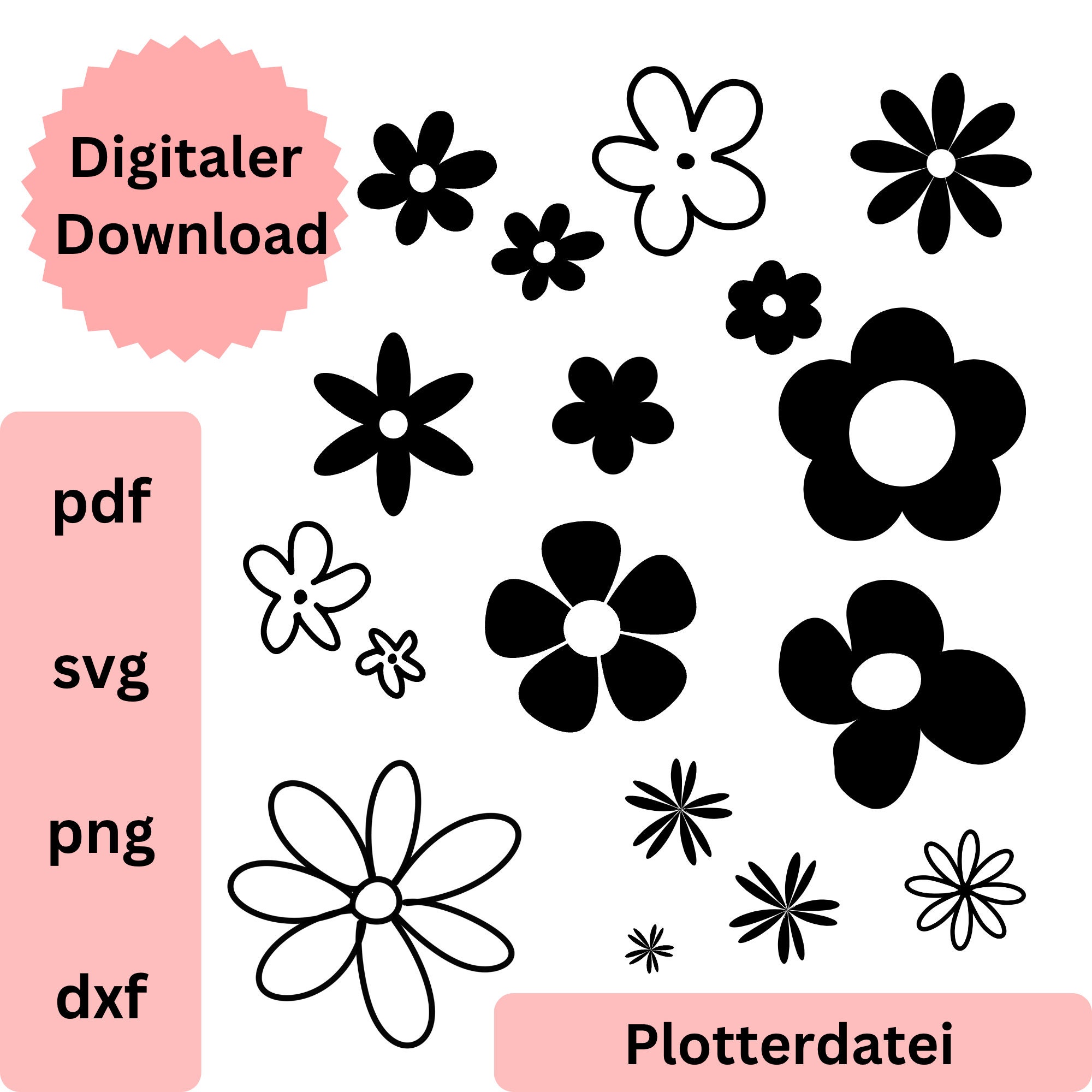 Plotterdatei Blumen 5 Seiten Digitaler Download - Etsy.de