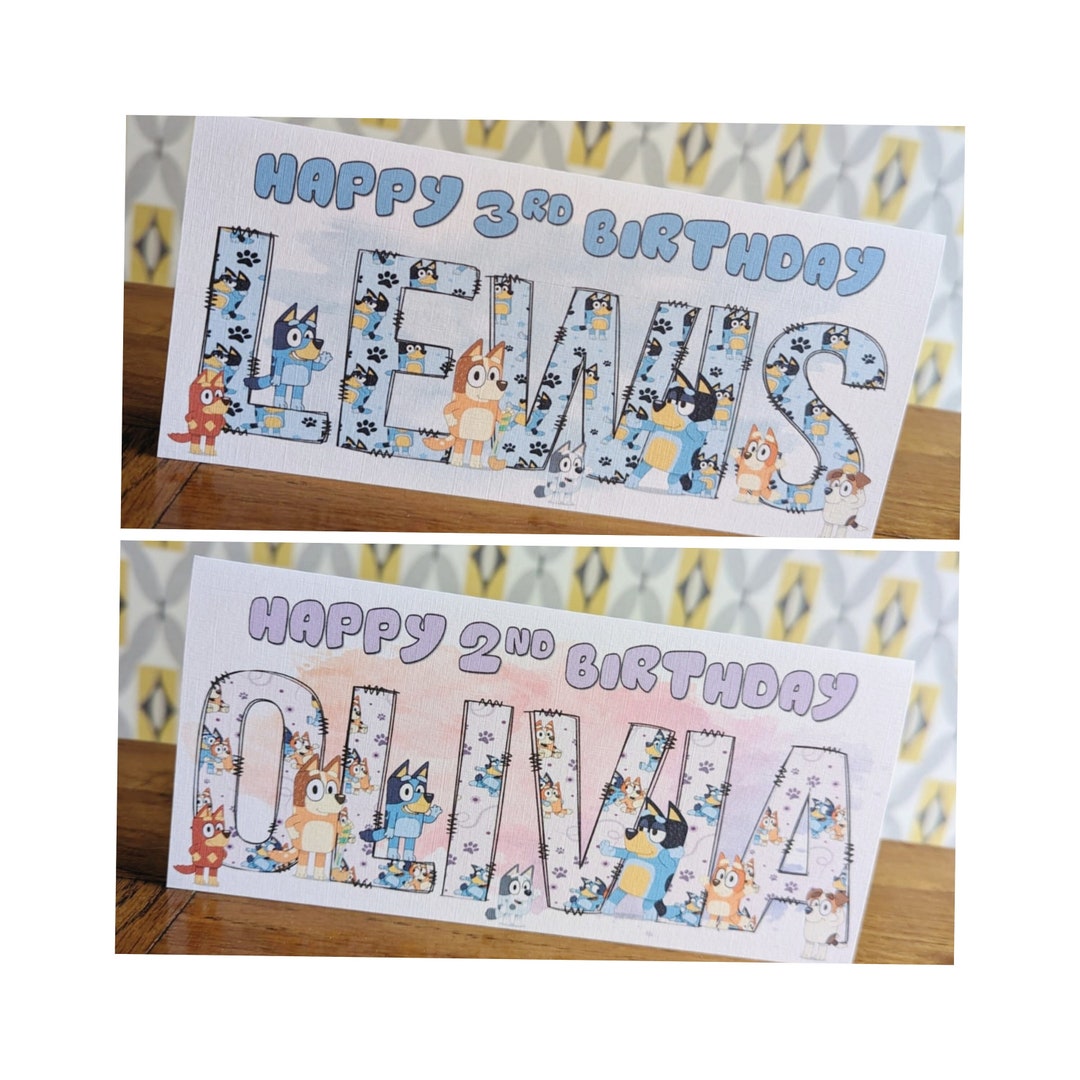 Personalised Bluey Bingo Bandit Chilli Birthday Card - Etsy UK