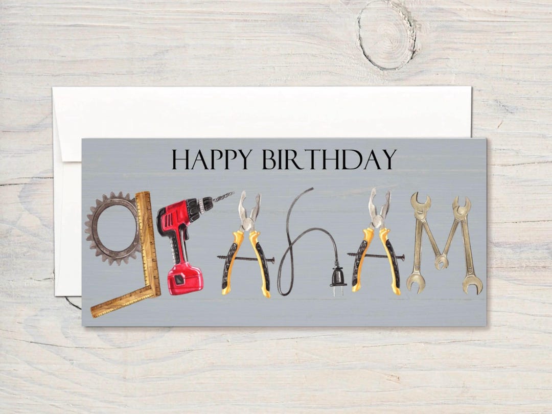 Personalised Tool Birthday Card, Tools Card for Him, DIY Birthday Card ...