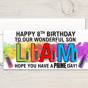 Personalised Prime Birthday Card , Prime Hydration Birthday Card ...