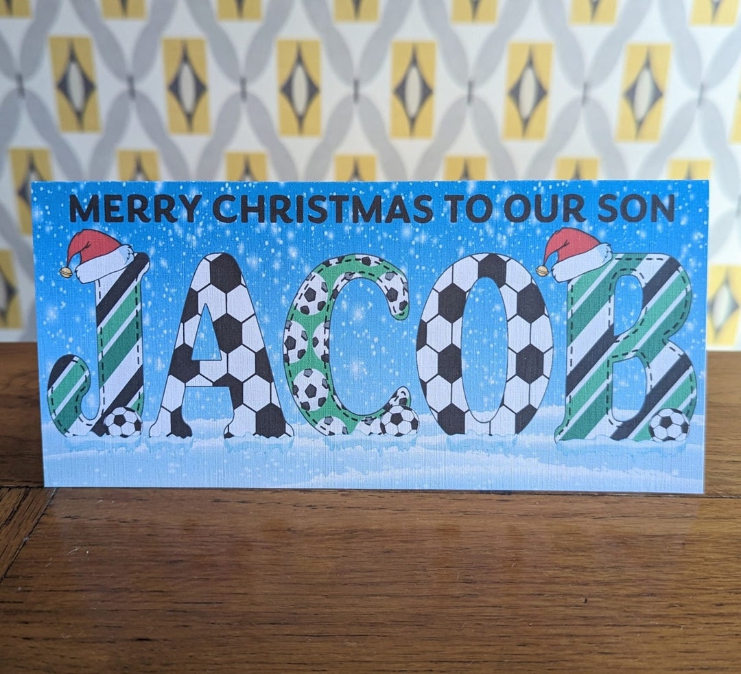 Personalised Football Christmas Card, Football Son Christmas, Football ...