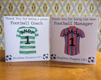 Personalised Football Coach Card, Thank You Card, Football Manager Card ...