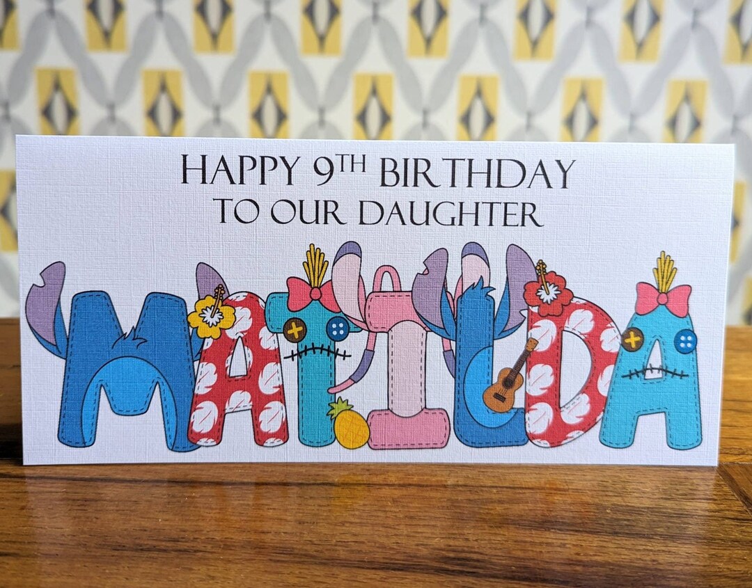 Personalised Lilo Hawaii Aloha Stitch Birthday Card, Stitch Daughter ...