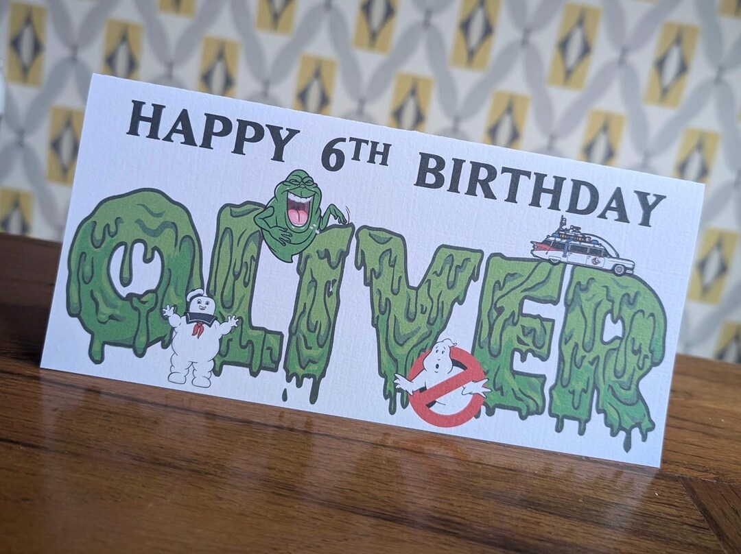 Personalised Ghostbusters Card, Slimer, Ghostbusters Birthday ...