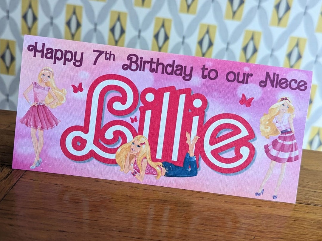 Personalised Pink Doll Birthday Card, Girl Birthday Card, Doll Birthday ...