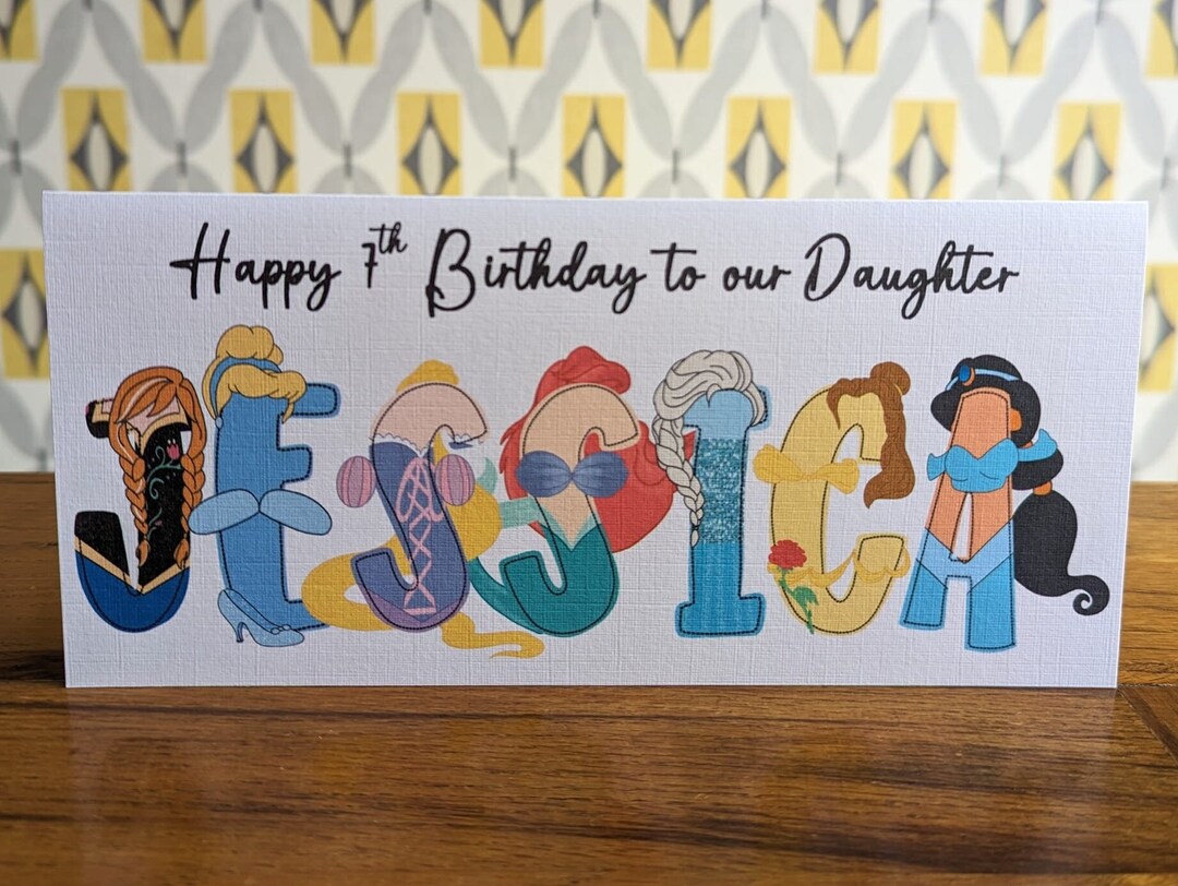 Personalised Princess Birthday Card, Princess Card for Girls, Birthday ...