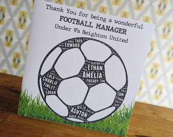 Personalised Football Coach Card, Thank You Card, Football Manager Card ...